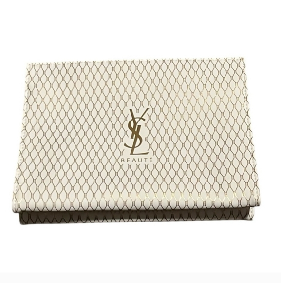 Yves Saint Laurent | Bags | Ysl Beaute Logo Diamond Pouch White Gold ...